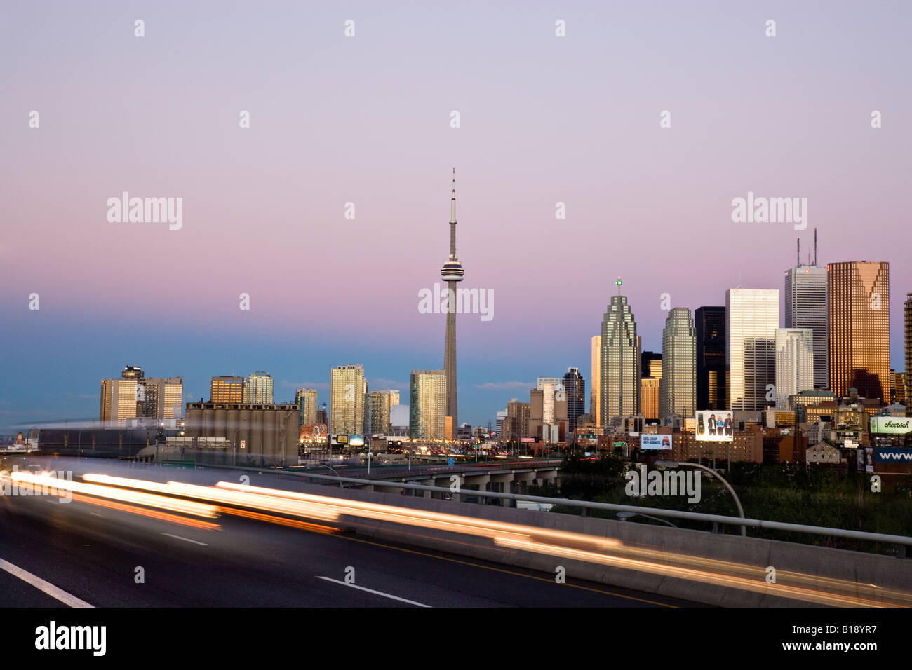 Toronto skyline and Don Valley Parkway in morning, Toronto, Ontario ...