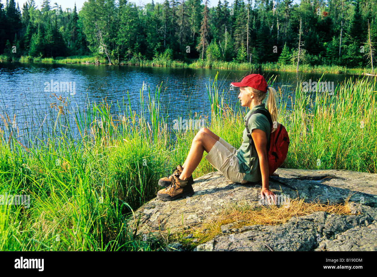 Teenager hiking at lyons lake hi-res stock photography and images - Alamy