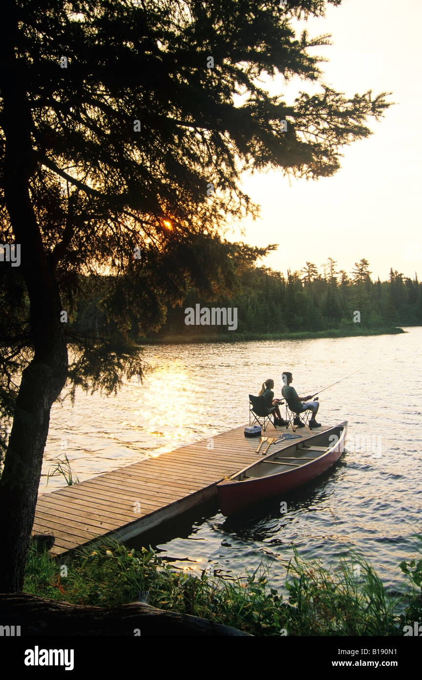 Fishing, Lyons Lake, Whiteshell Provincial Park, Manitoba, Canada Stock ...