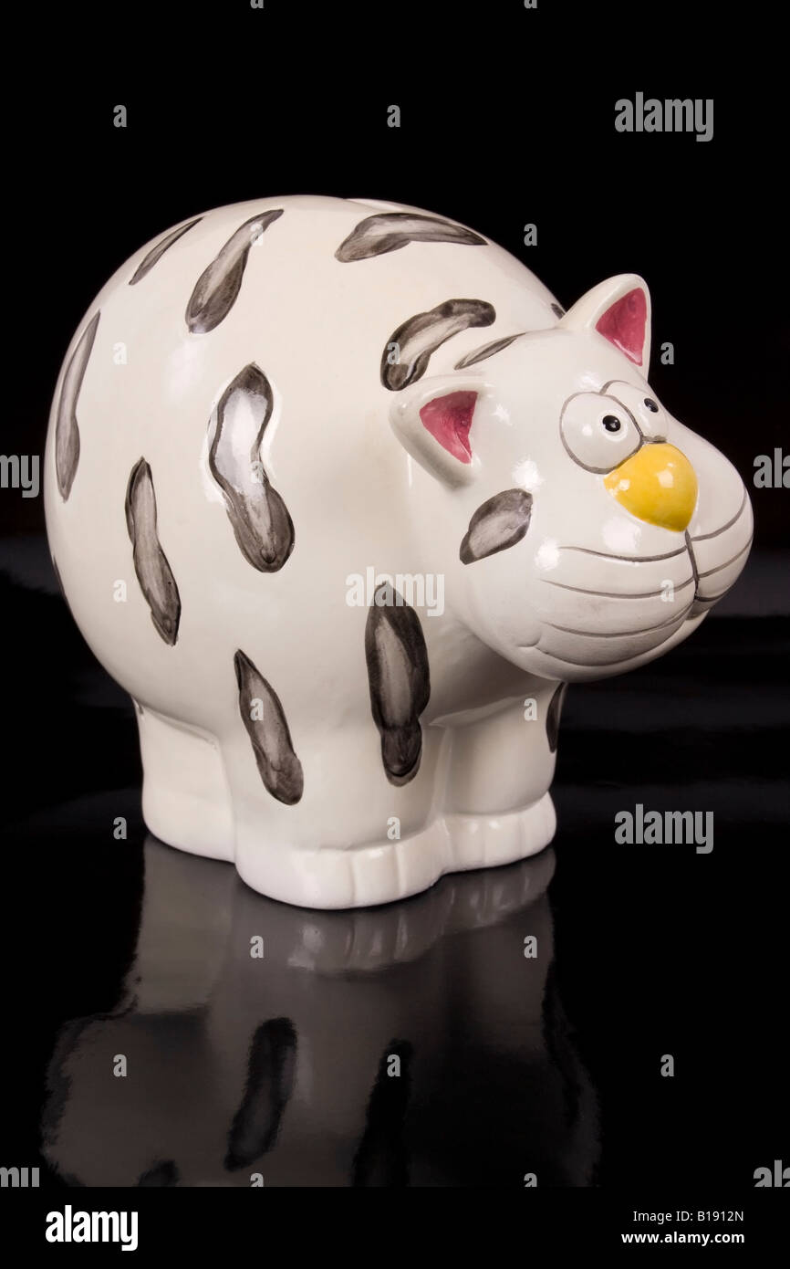 Cat coin box on black background Stock Photo - Alamy