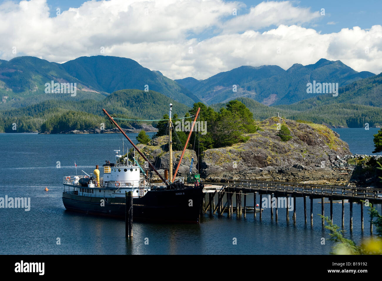 MV Uchuck at dock in Friendly Cove. Vancouver Island, British Columbia ...