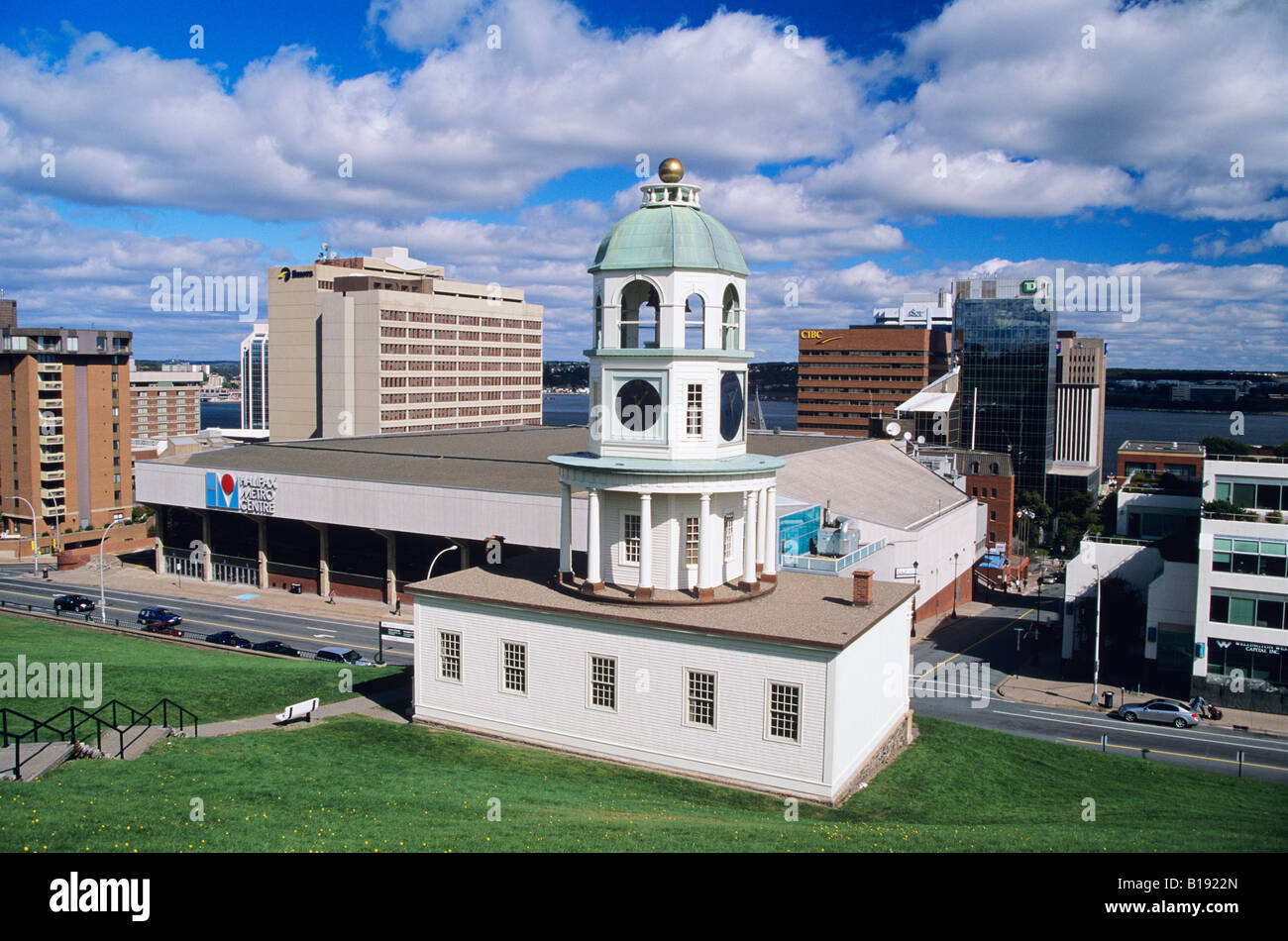 Halifax Clock Tower And Downtown Halifax High Resolution Stock ...