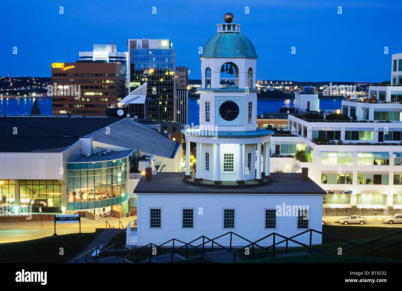 Halifax Clock Tower And Downtown Halifax High Resolution Stock ...