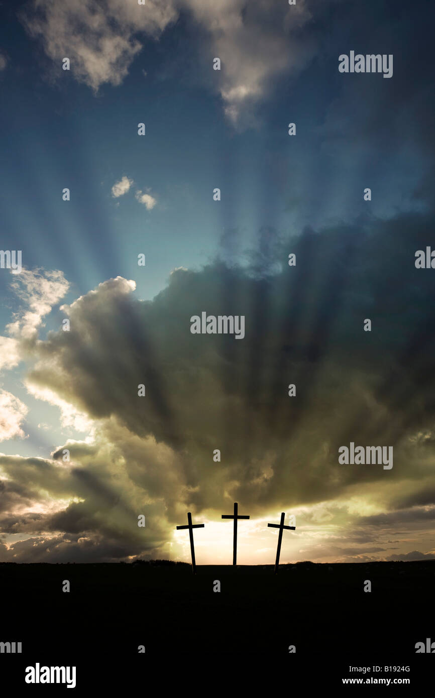 Three crosses and silhouette hi-res stock photography and images - Alamy