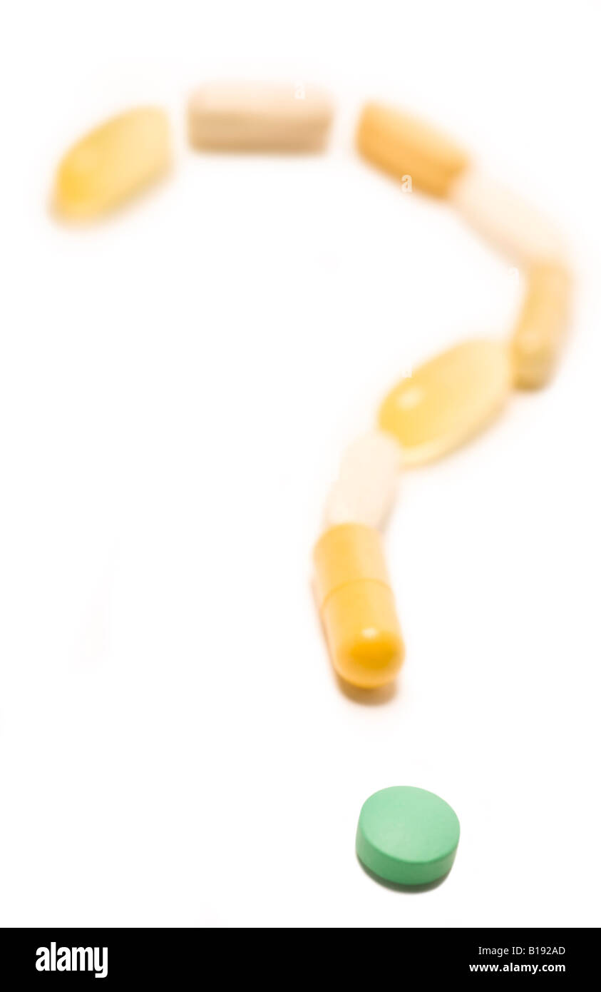 Prescription medication question mark Stock Photo - Alamy