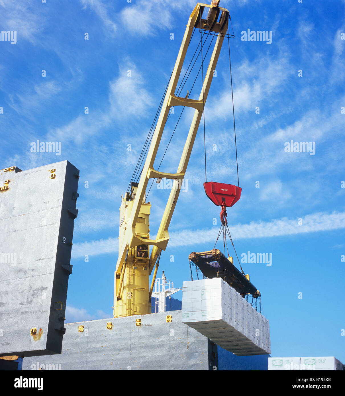 Crane of cargo ship with pulp hi-res stock photography and images - Alamy