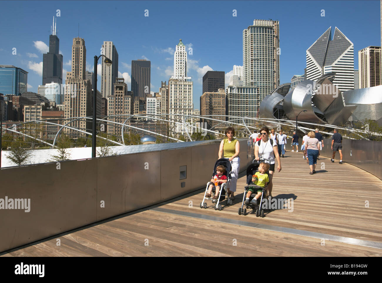 PARKS Chicago Illinois BP Bridge Frank Gehry design in Millennium Park ...