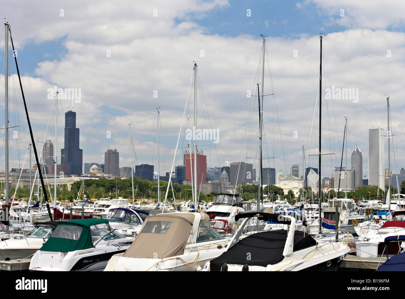 LAKEFRONT Chicago Illinois Burnham Harbor and city skyline Northerly ...