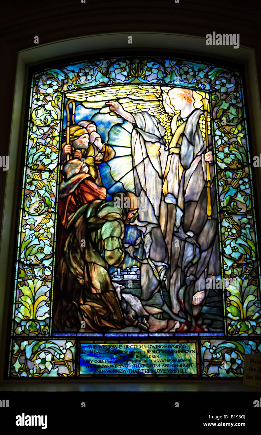 MASSACHUSETTS Boston Tiffany memorial windows inside Arlington Street ...