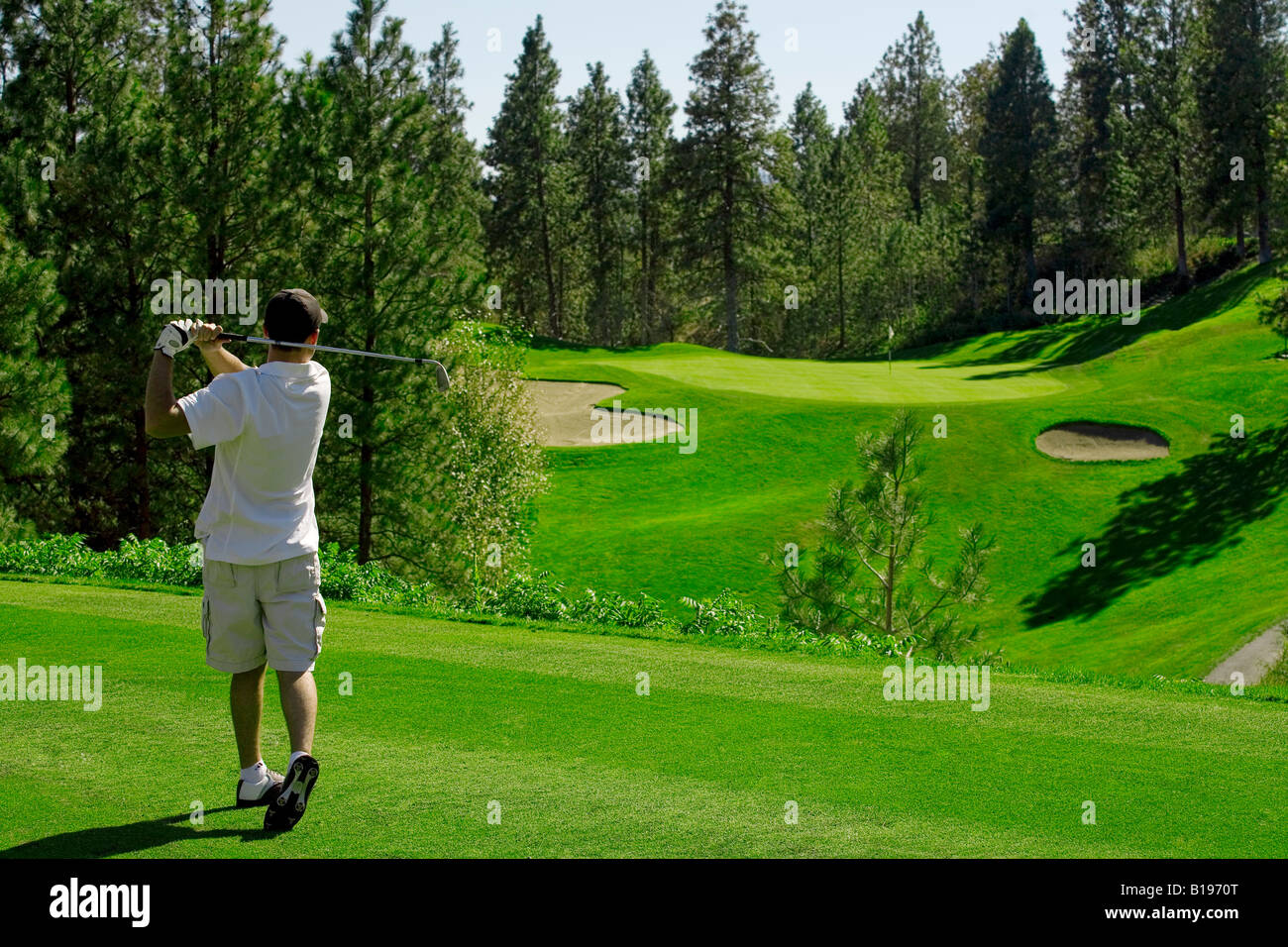Man playing golf Stock Photo - Alamy