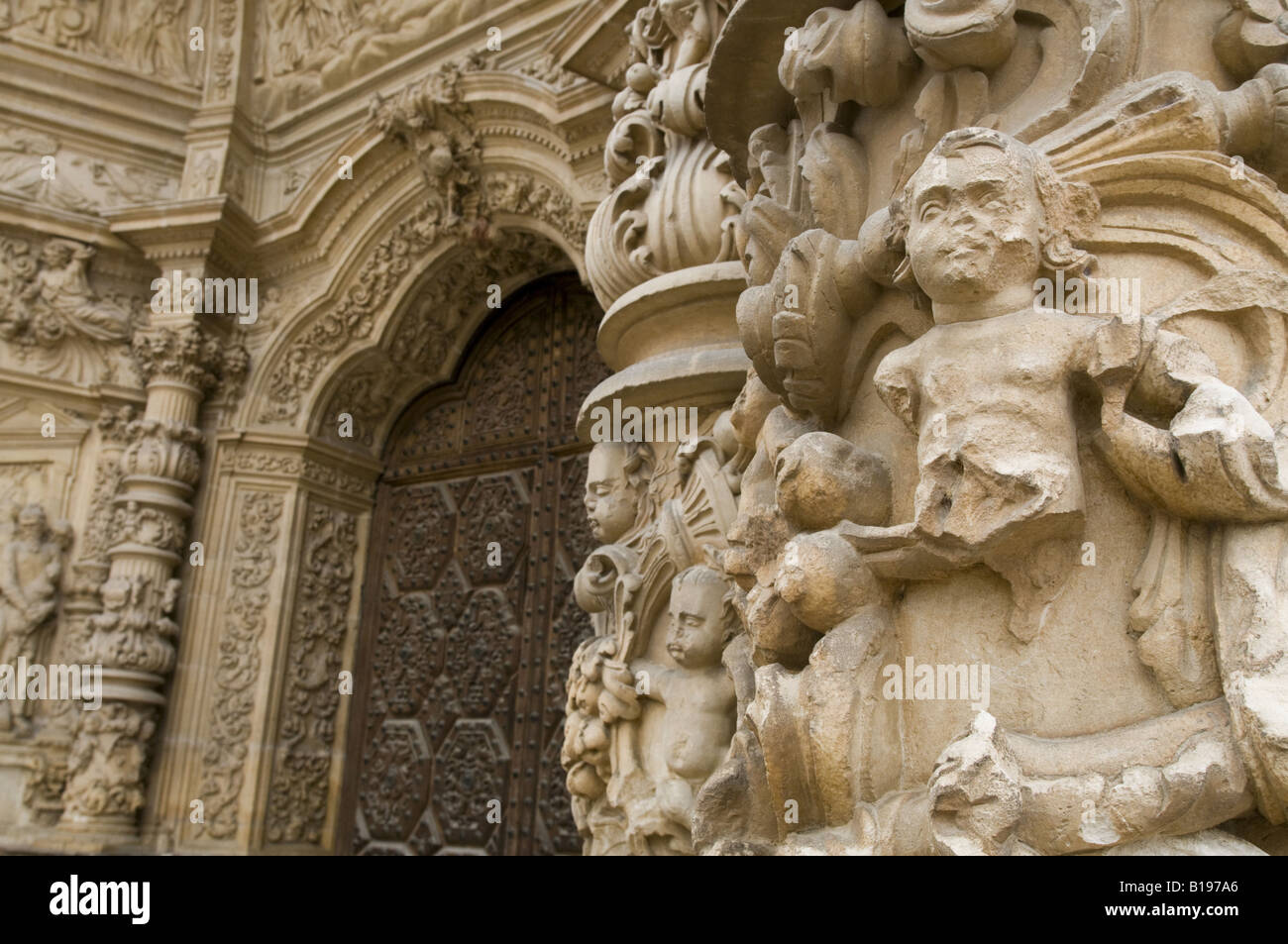 detail of the Astorga Cathedral main entrance (Catedral de Santa Maria ...