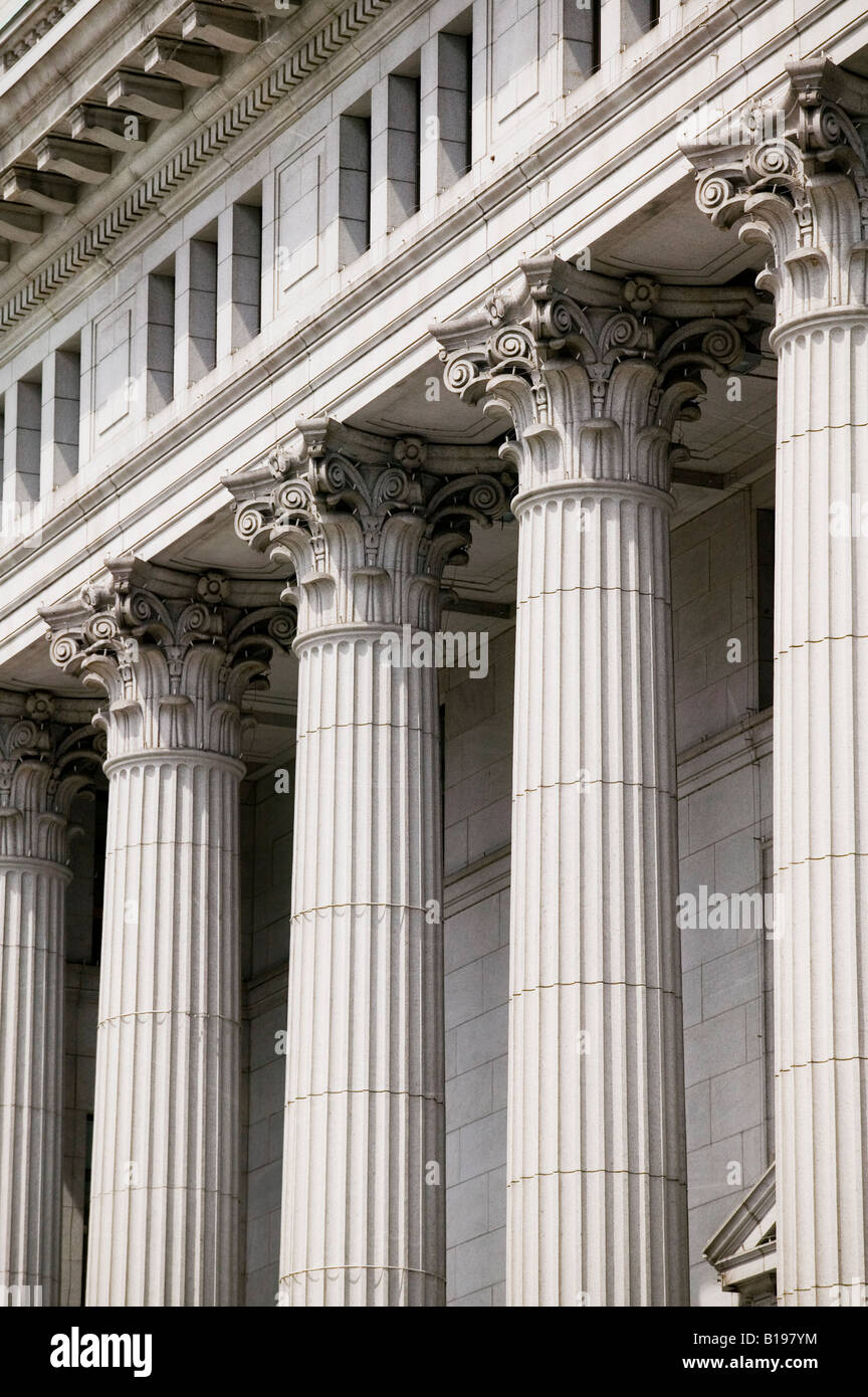 facade with columns of the old Sunlife Building at Dominion Square ...