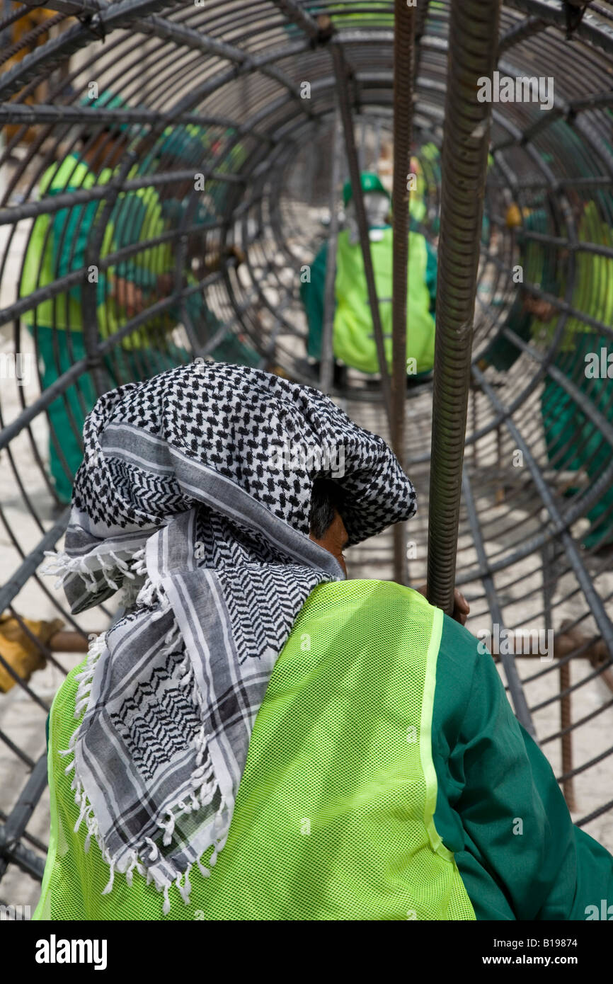 Iron and steel Rebar tube ready for insertion in building foundations ...