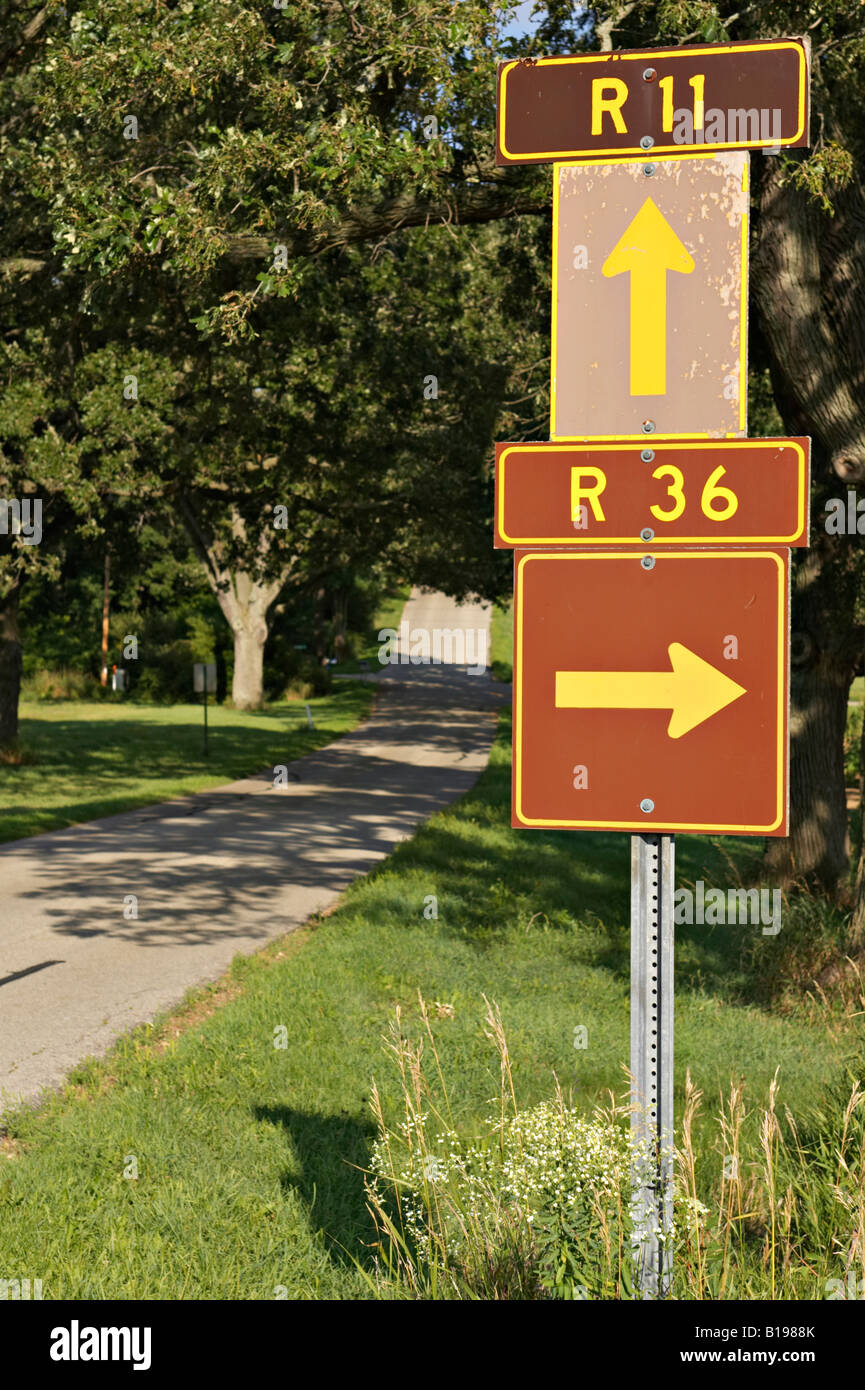 WISCONSIN Near Lake Geneva Rustic road sign along country road arrows ...