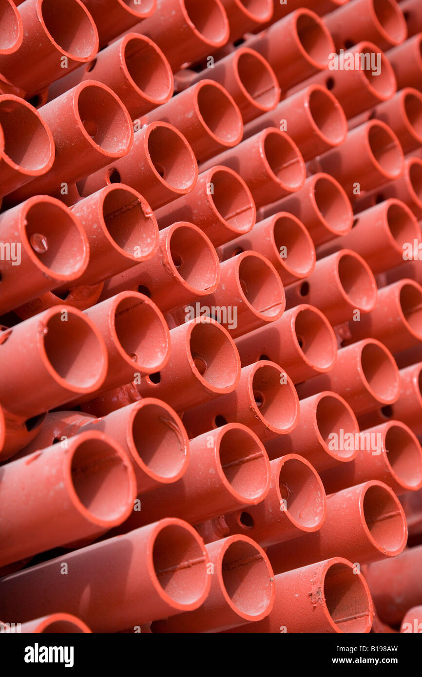 plastic construction pipes graphically shot on building site Stock ...