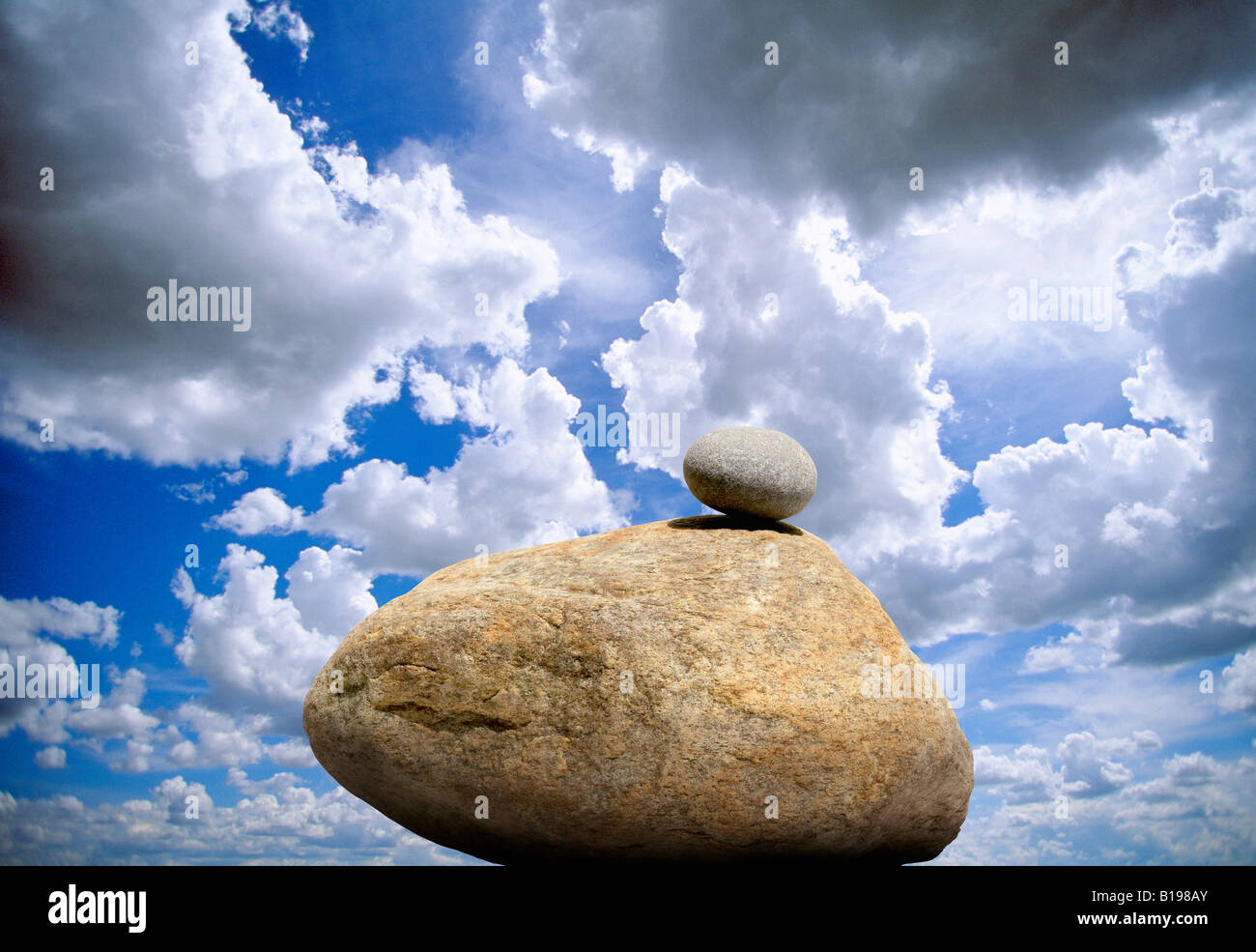 rock pile zen cairn with a dramatic sky background, Montreal, Quebec ...