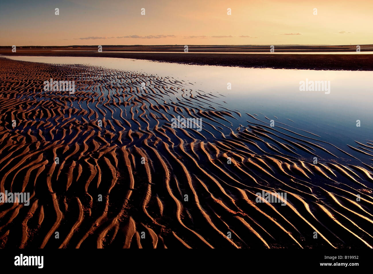 Ripples in Sand on Beach at Sunset, First Encounter Beach, Eastham ...