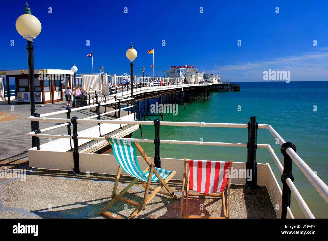 Colourful Deckchairs Blue Sky Summer day Victorian Pier Worthing ...