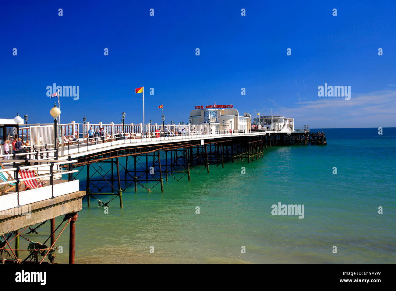 Blue Sky Summer day Victorian Pier Worthing Promenade West Sussex ...