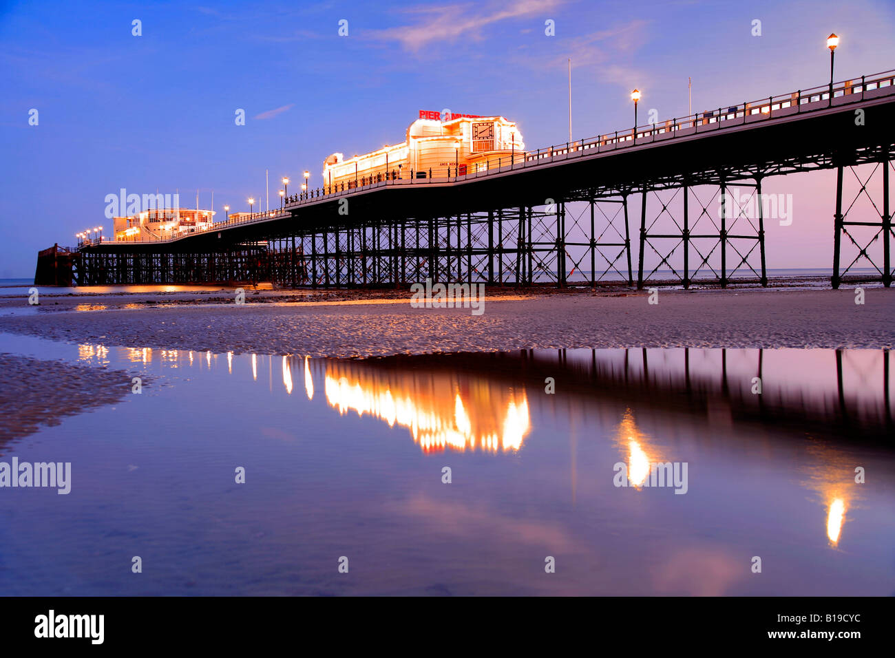 Dusk Colours Victorian Pier Worthing West Sussex England Britain UK ...