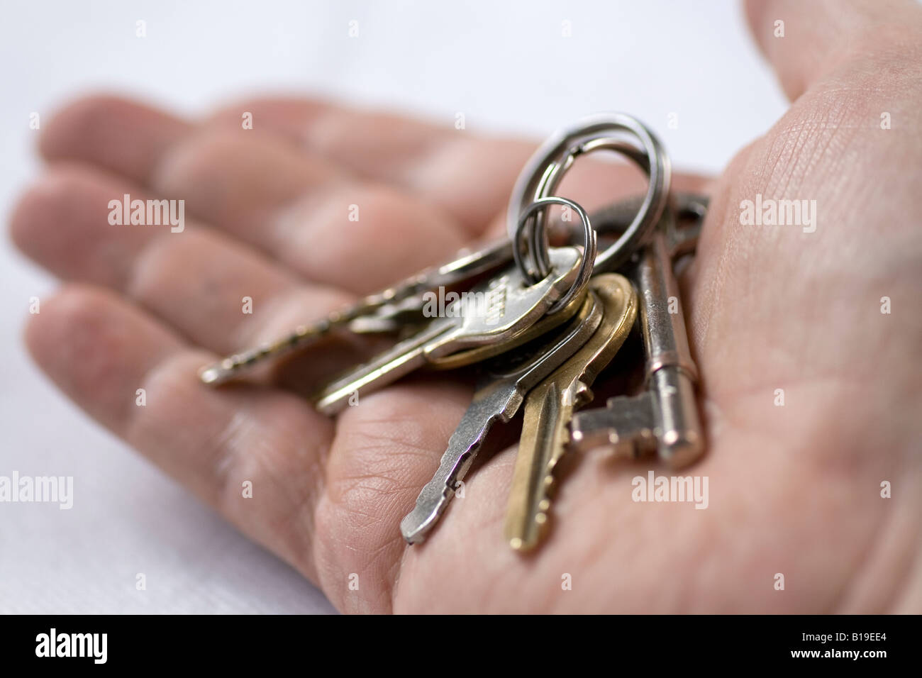 House keys in the palm of the hand Stock Photo - Alamy