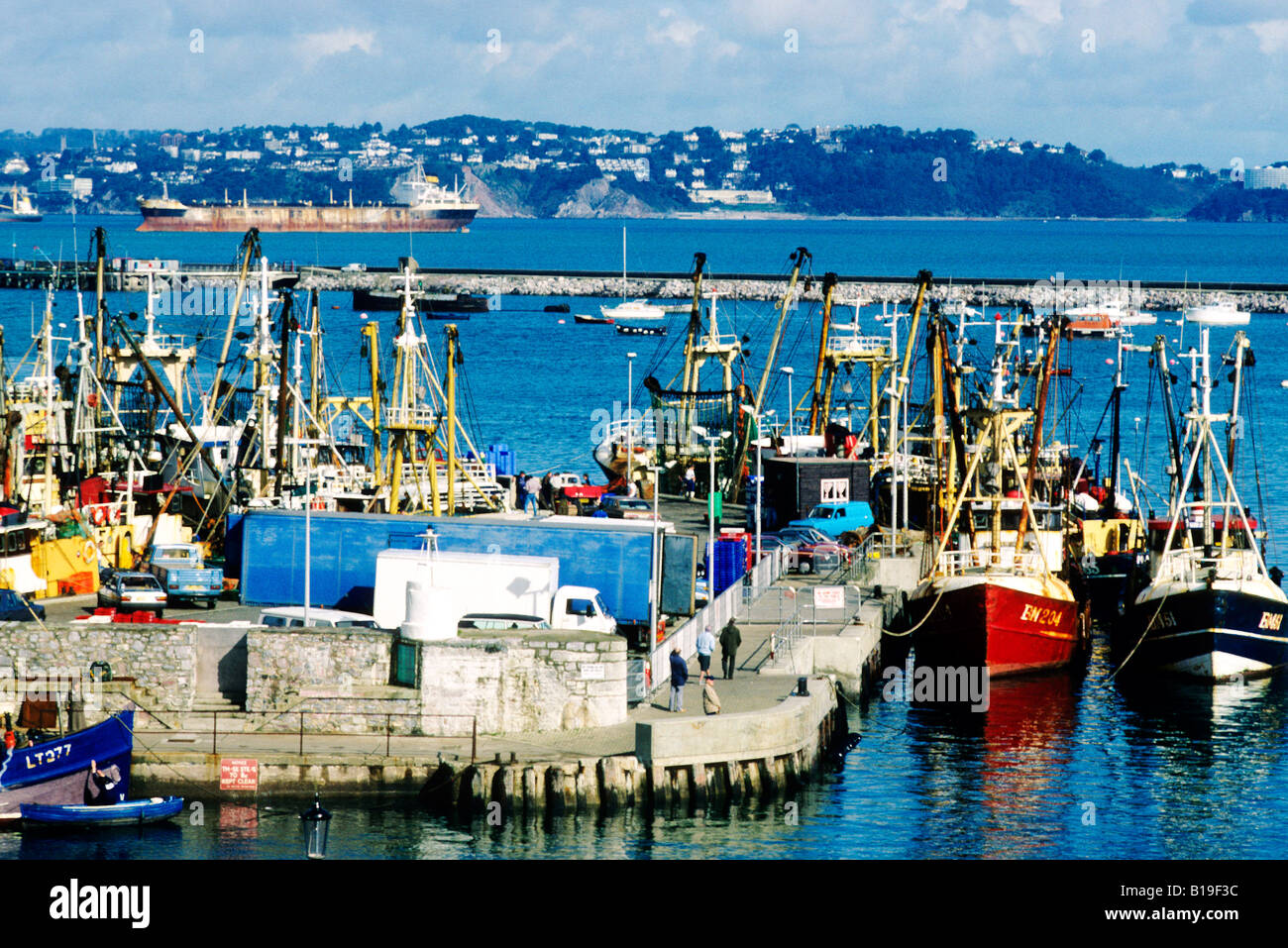 Brixham Devon The Fish Quay fishing boats harbour English Channel coast ...