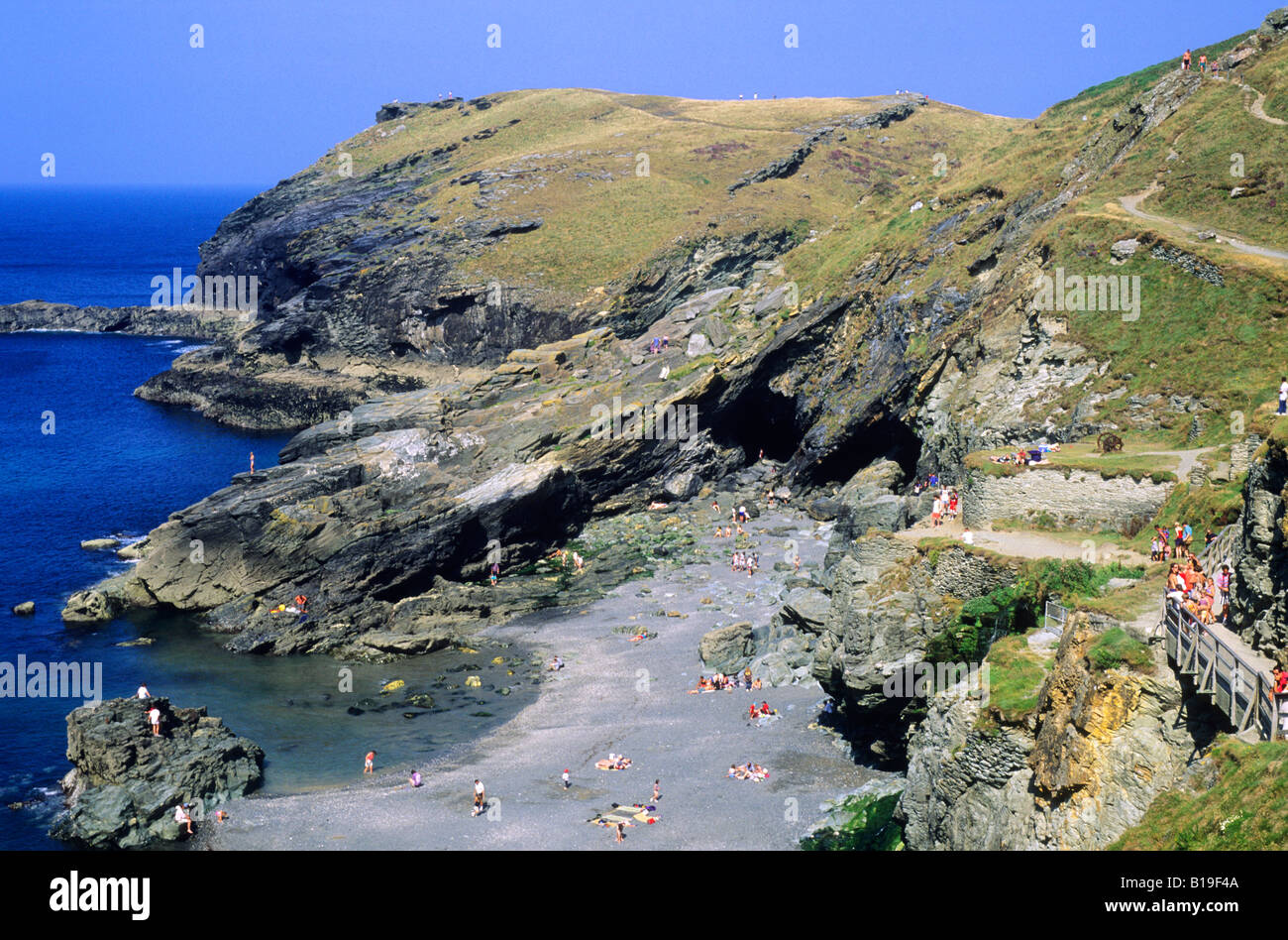 Tintagel Beach Cornwall English coast coastal scenery beach cliffs sea ...