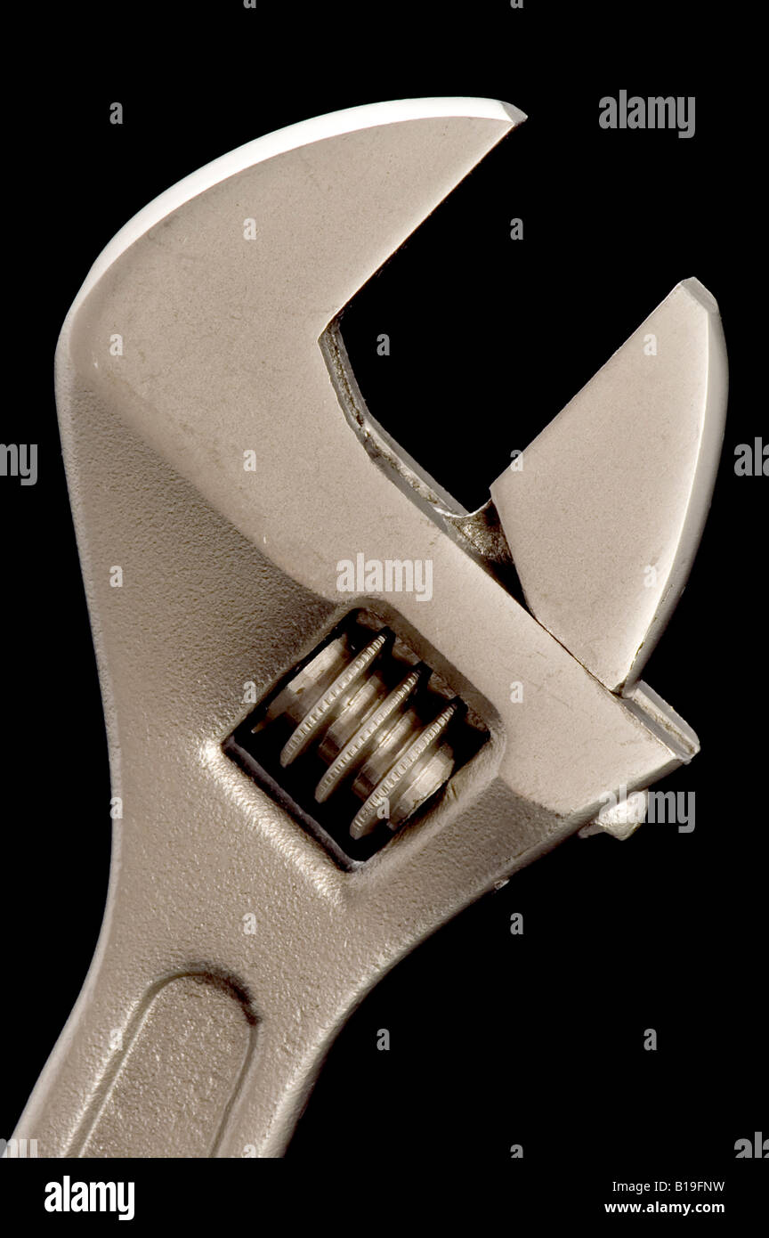 object on black tool adjustable spanner macro Stock Photo - Alamy