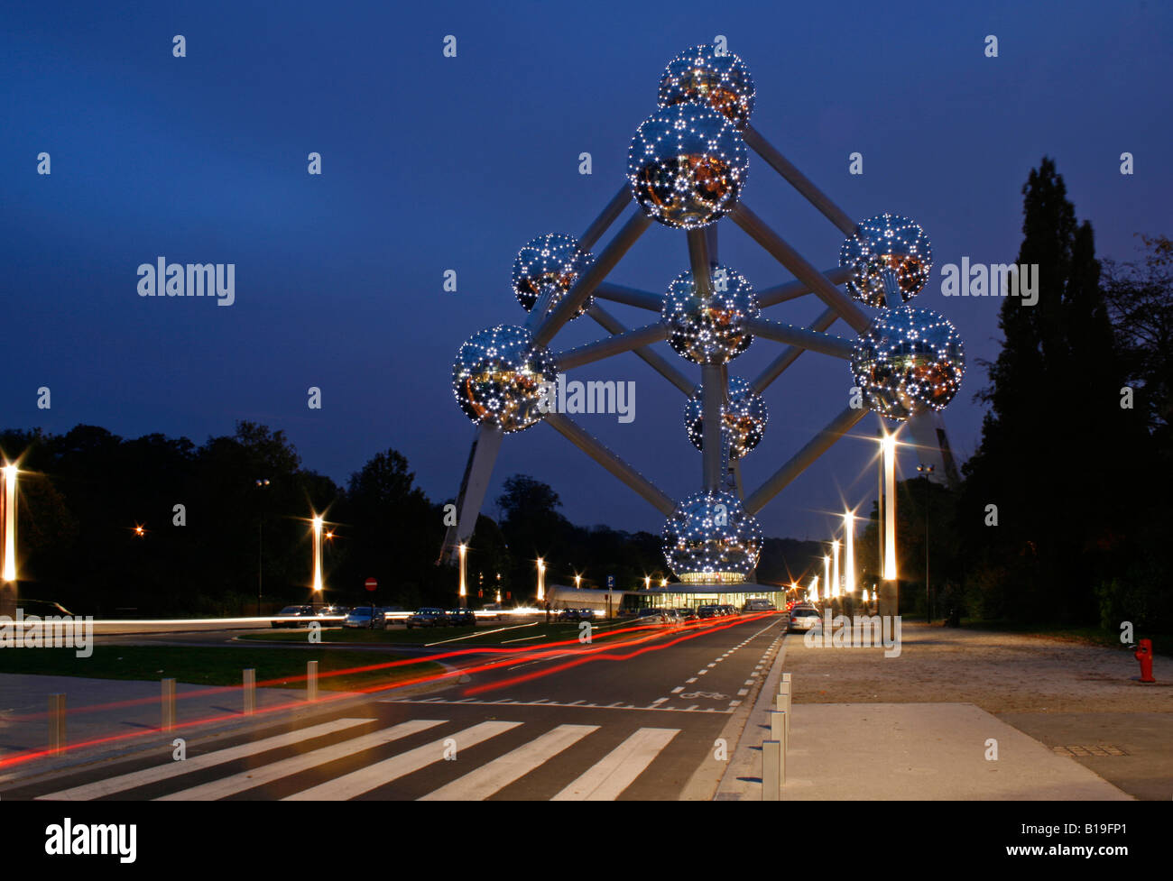 Belgium, Brussels. The Atomium monument in Brussels, built for Expo '58 ...