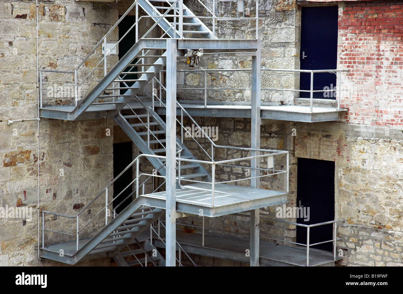 Fire escape staircase on exterior of building Stock Photo - Alamy