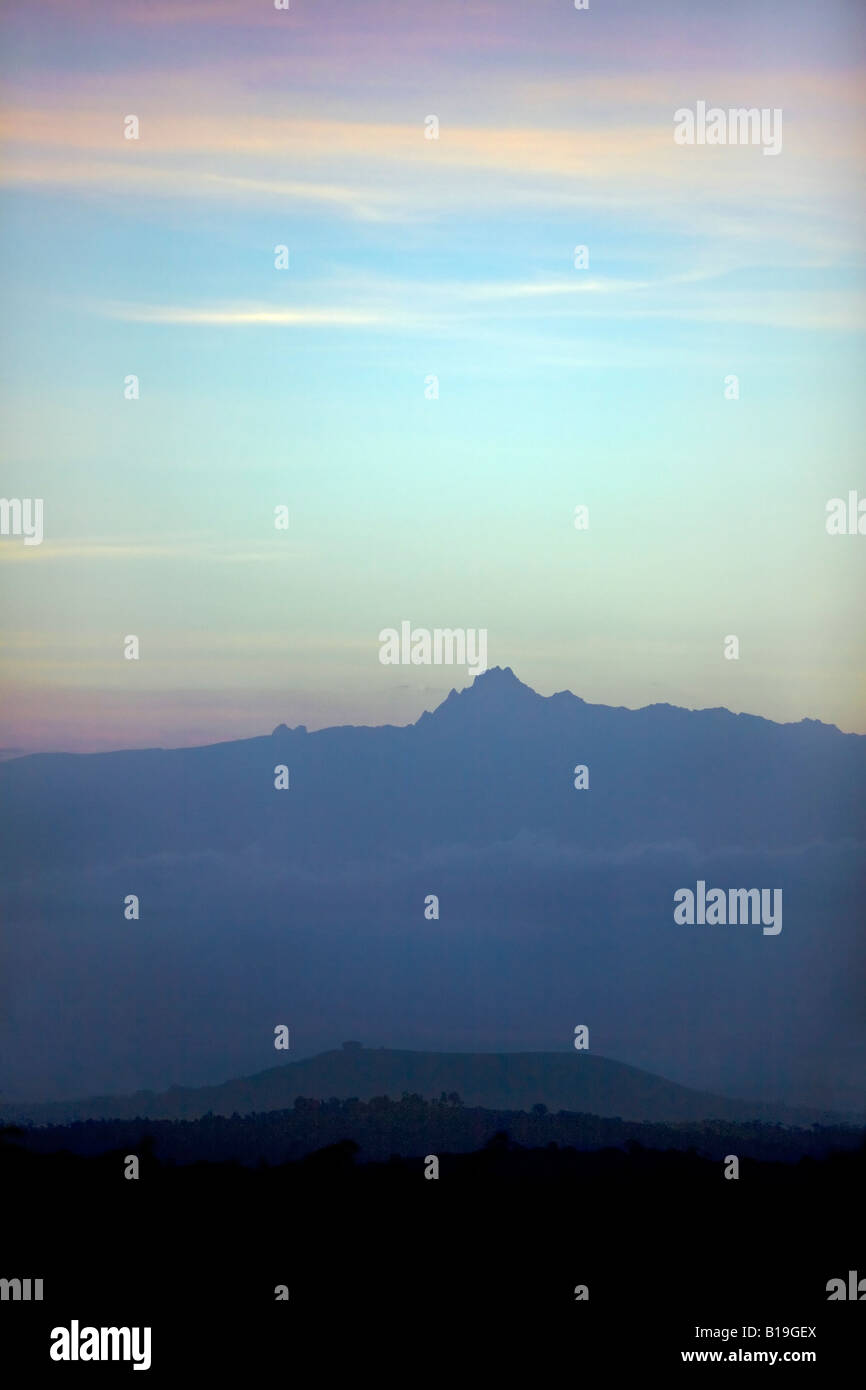 Kenya, Kenya Highlands. Dawn over Mount Kenya which rises 17,058 feet ...