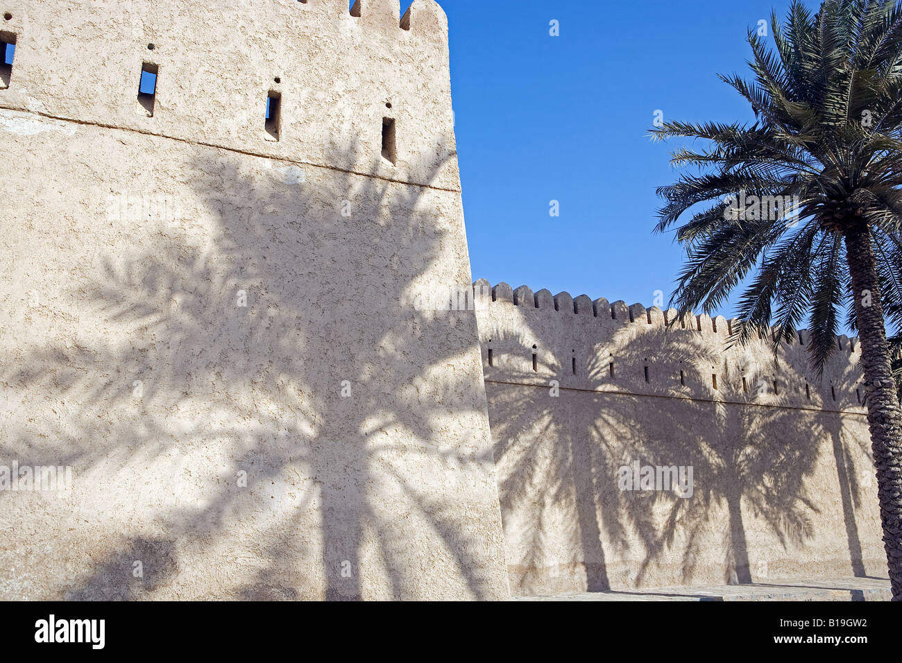 Oman, Musandam Peninsula, Khasab. A traditional mud built fort ...