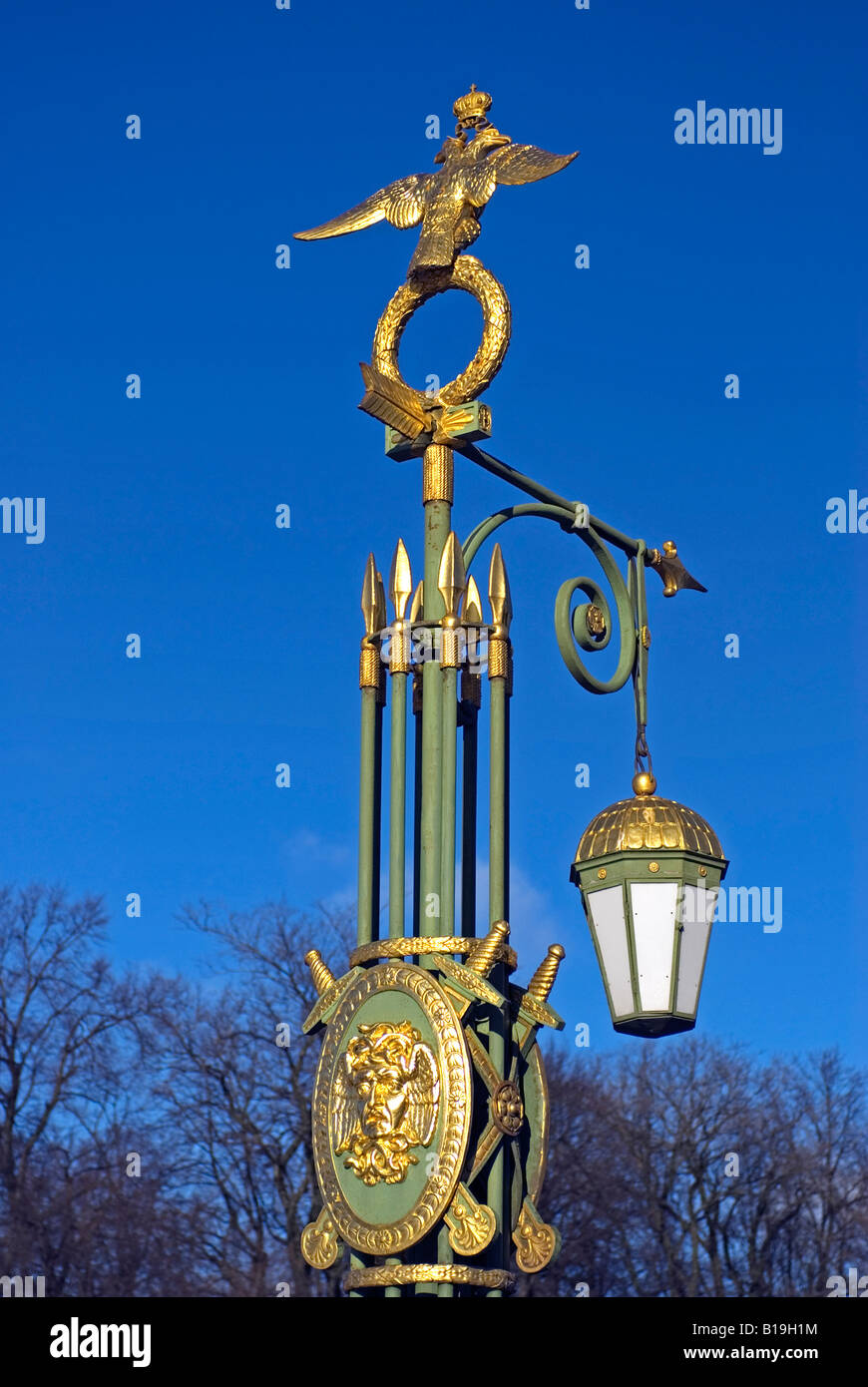 Russia, St Petersburg, Politseysky Bridge. Lamp post on the Politseysky ...