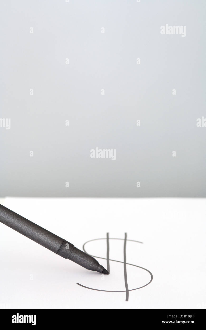 Marker drawing a dollar sign, close up Stock Photo - Alamy