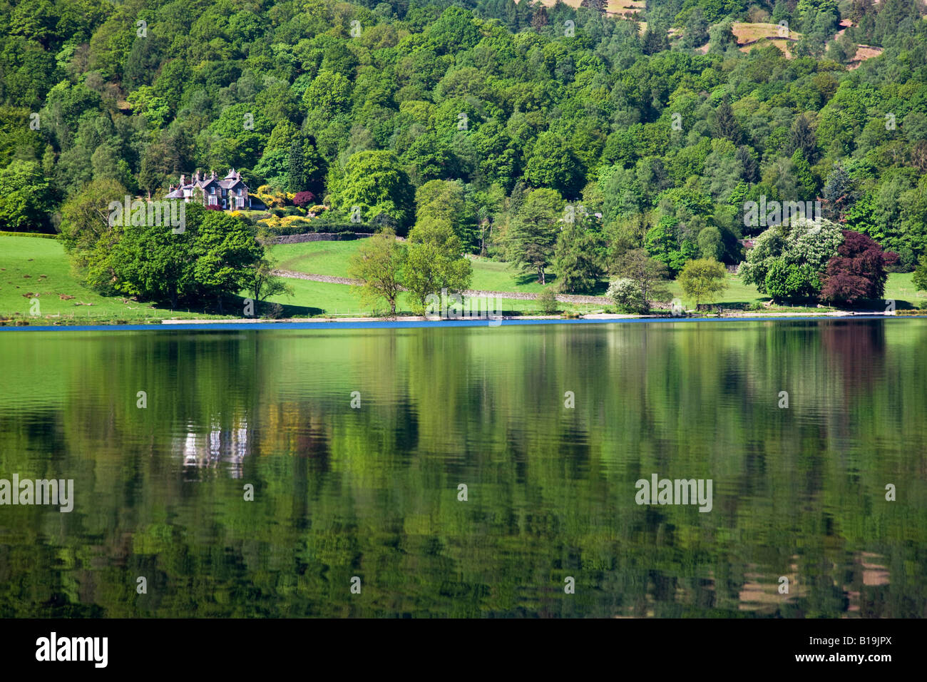 Lake Grasmere Spring Colours In May With Cottages Houses Around The ...