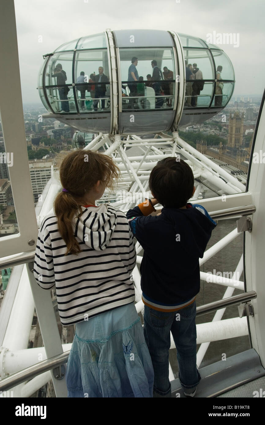 children inside London Eye pod Stock Photo - Alamy