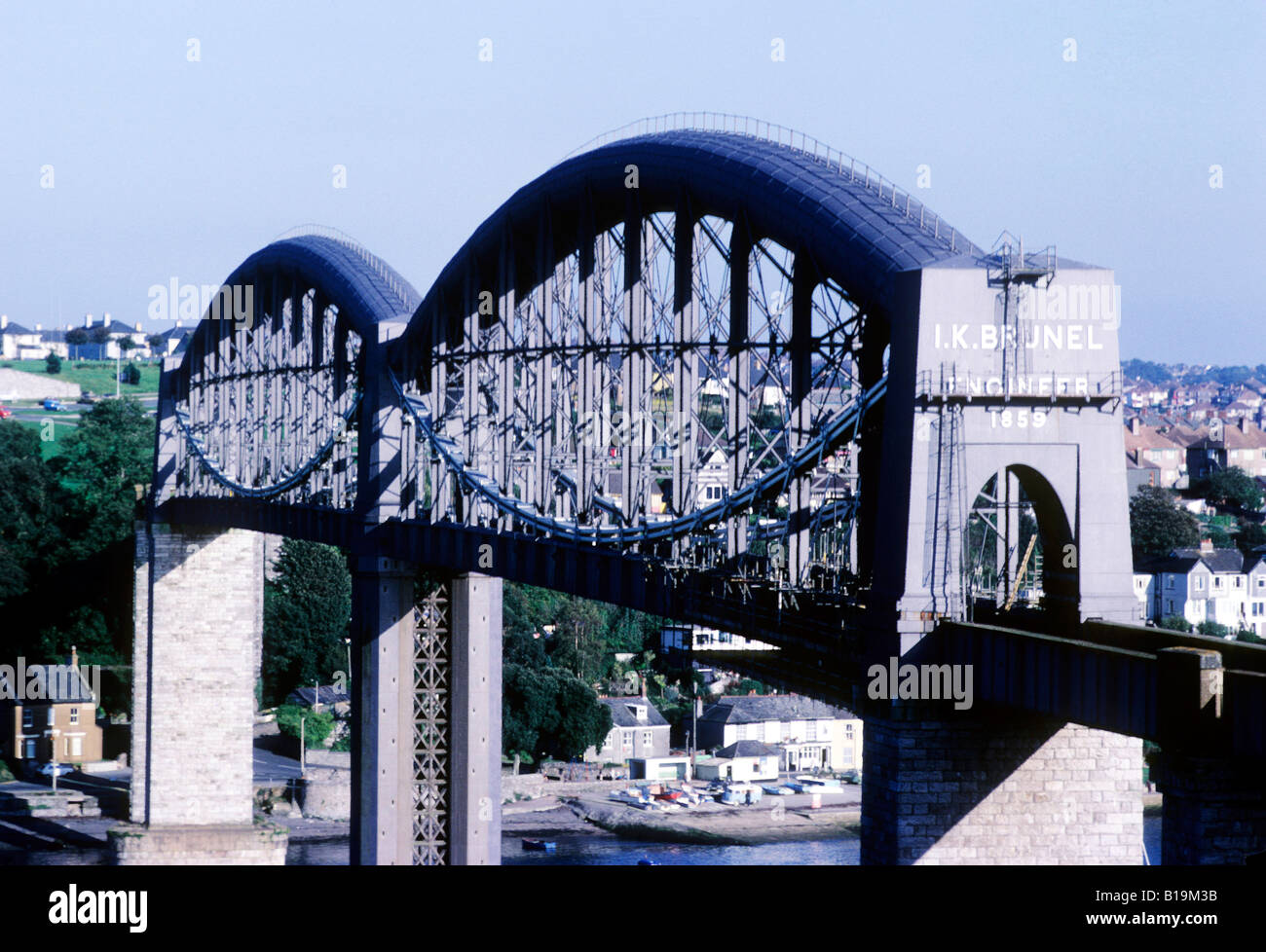 I K Brunel Bridge Saltash Devon Cornwall border River Tamar railway ...