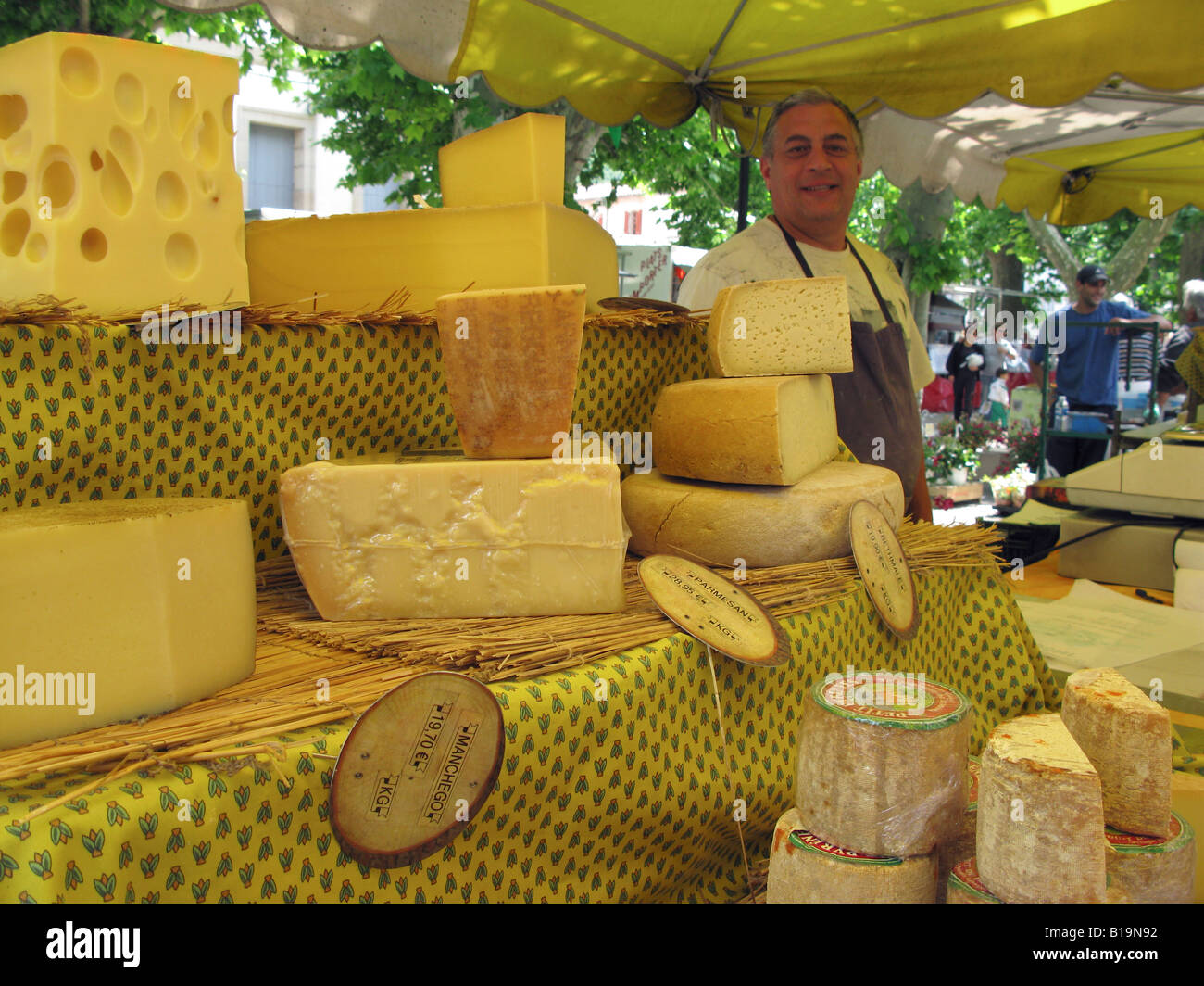 Cheese stall Lodeve France Stock Photo - Alamy