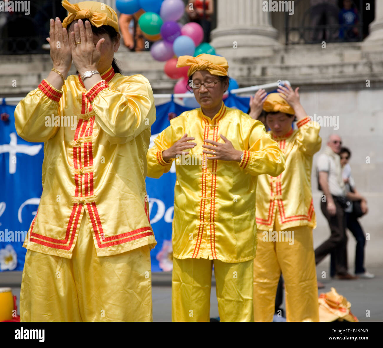 A Falon Gong display in London, Trafalgar square. Falon Gong is a form ...