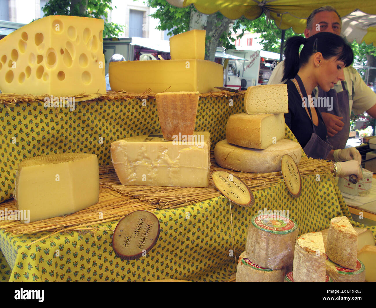 Cheese stall Lodeve France Stock Photo - Alamy