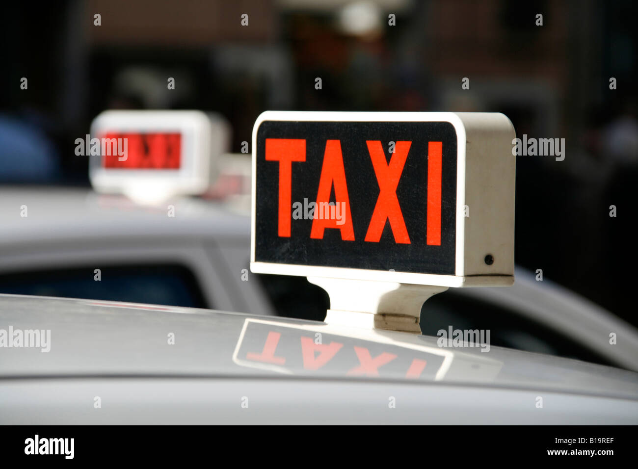 two taxis at taxi rank in rome, italy Stock Photo - Alamy