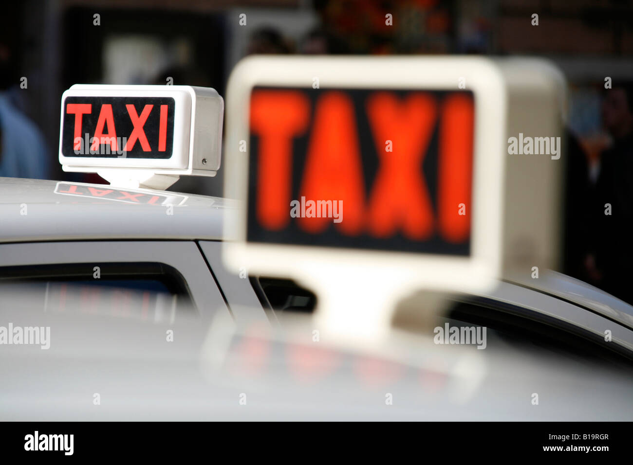 two taxis at taxi rank in rome, italy Stock Photo - Alamy