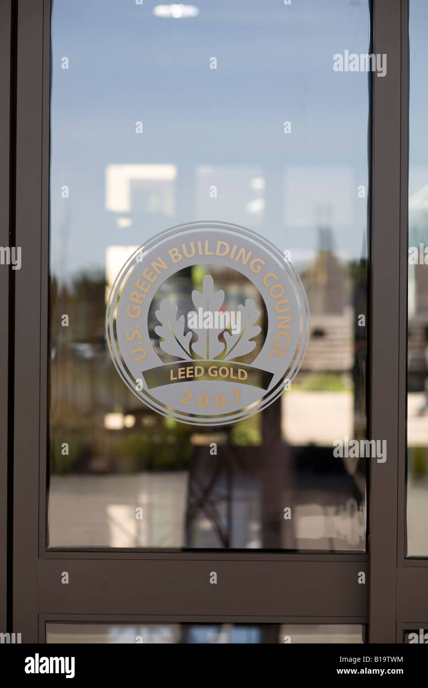 LEED certification sign on window of Green Hotel Spa Restaurant in Napa ...