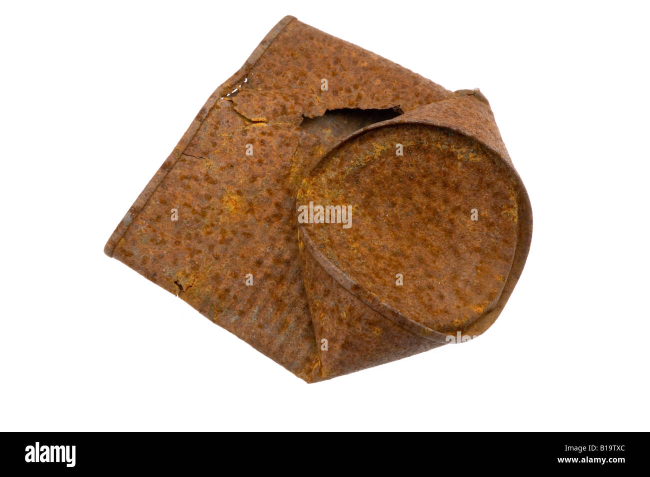 Old crushed rusty tin can hi-res stock photography and images - Alamy