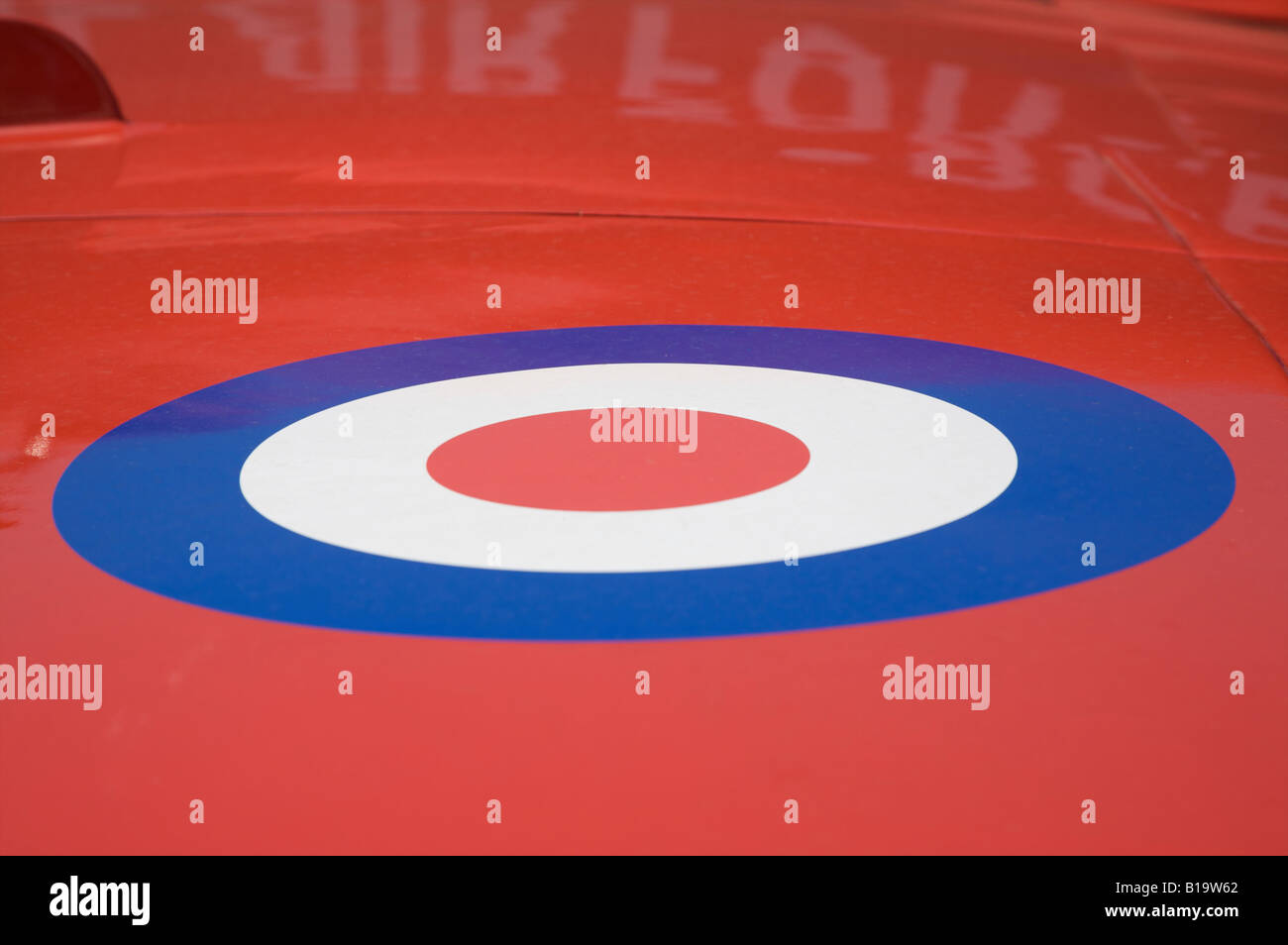 WING AND FUSELAGE OF A RED RAF HAWK AIRCRAFT SHOWING AIR FORCE DECAL ...