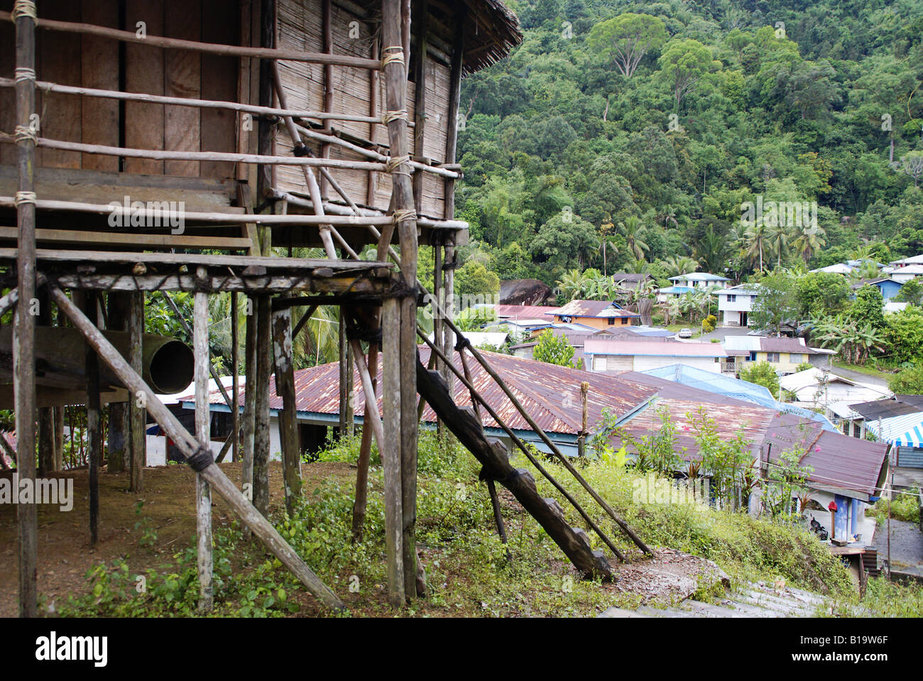 the exterior of a bidayuh head house and village Stock Photo - Alamy