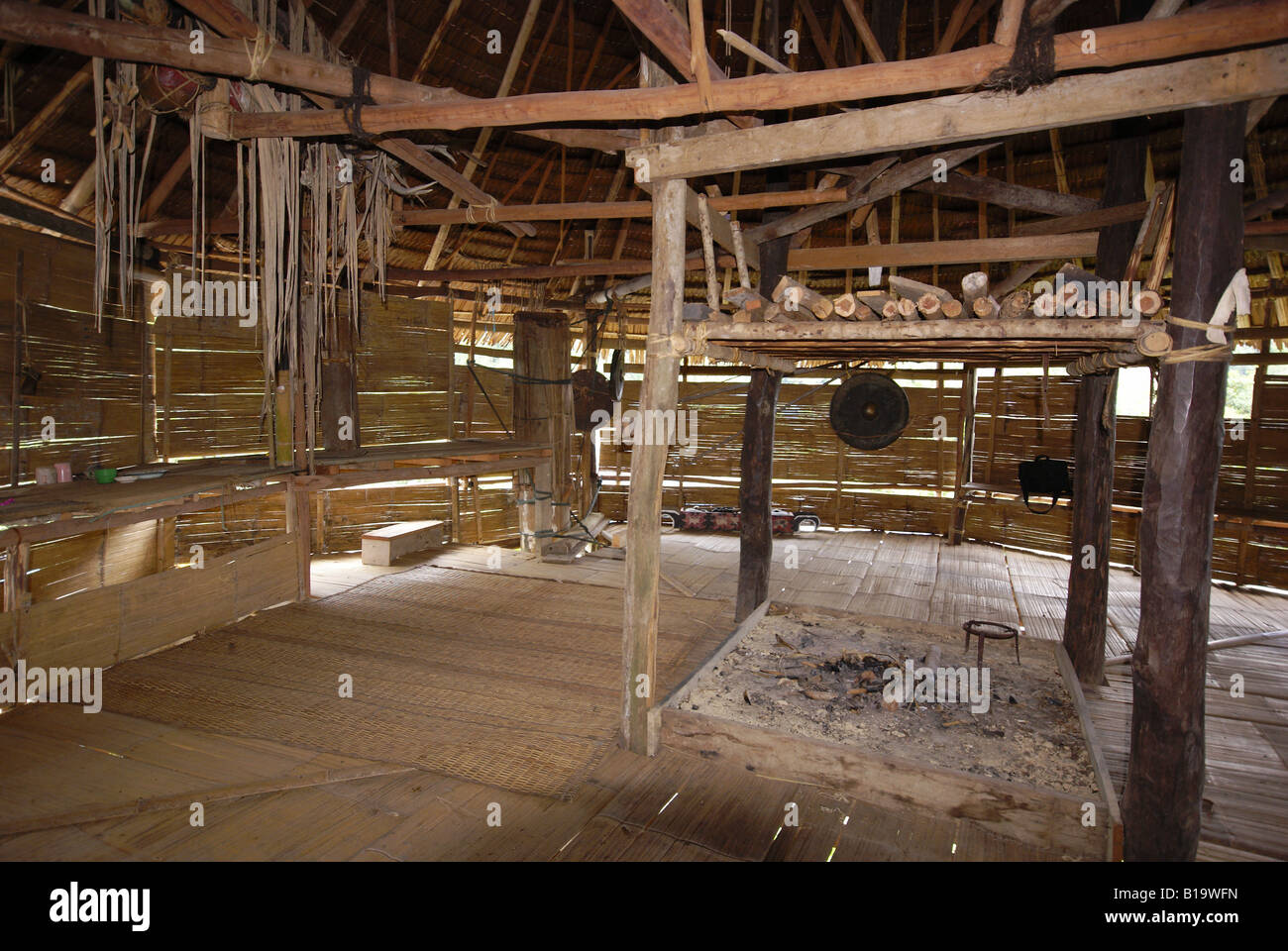 Interior of a Bidayuh head house Stock Photo - Alamy