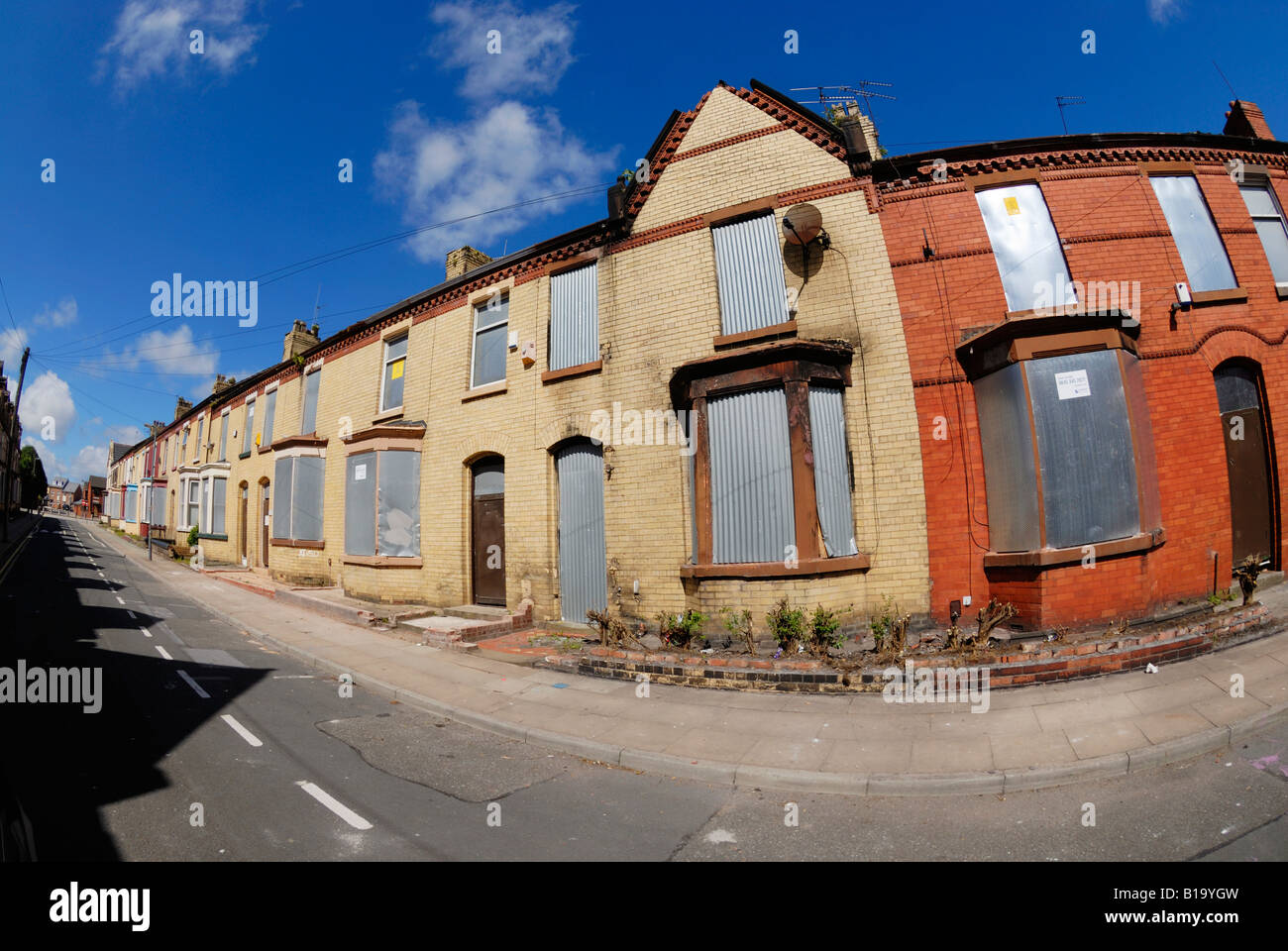 Housing in Venmore Road in the Anfield district of Liverpool boarded up ...