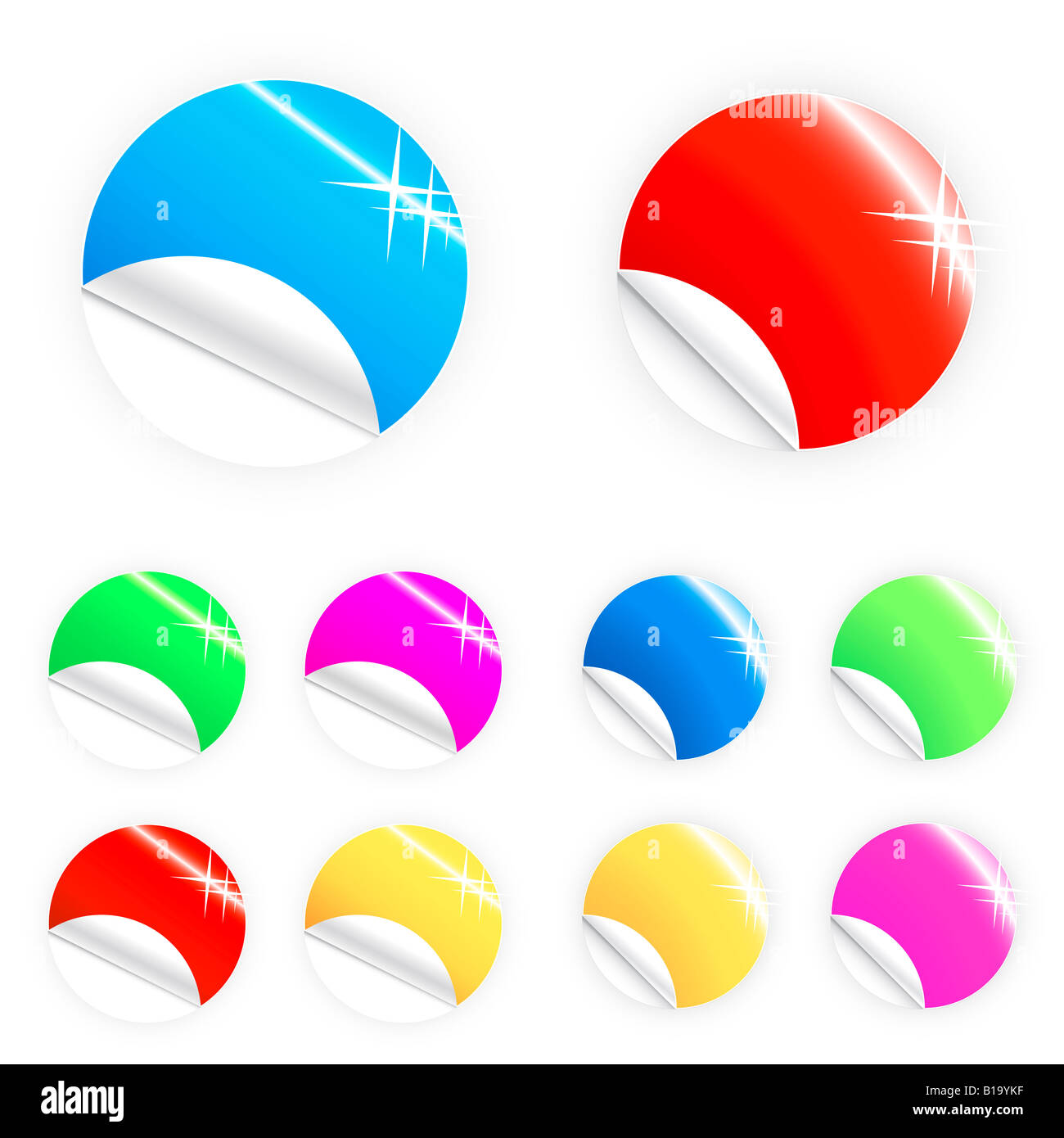 Vector illustration of colorful glossy retail stickers tags and buttons ...