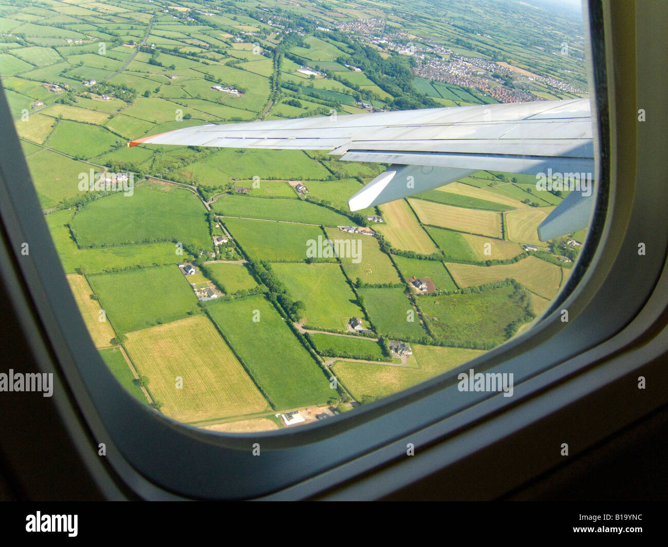 View from an aeroplane window during take off Stock Photo - Alamy